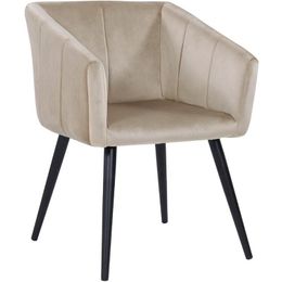 Esszimmerstuhl aus Stoff (Samt) Farbauswahl Retro Design Stuhl mit Rückenlehne Sessel Metallbeine Duhome 8065/Beige, Samt/DH0160 - Beige, Samt