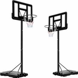 Basketballkorb, Transportable Basketballständer Höhenverstellbar, Tragbarer Basketballanlage mit Rädern, verstellbare Korbhöhe 230 bis 304 cm, zum