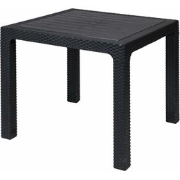 Quadratisch Tabelle 80x80 cm von Bars und Restaurants im Freien Rattan Effect und Schadeneffektplan mit Loch für Esté Regenschirm - Black - Black