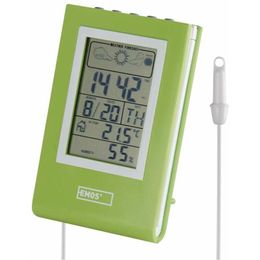 Digitale Wetterstation mit Außen- und Innen-Thermometer mit 1,9 m Kabelfühler, Wettervorhersage, batteriebetrieben, grün, E0117N - EMOS