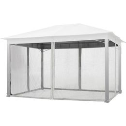 Toolport Moskitonetz für Gartenpavillon Sunset Premium 3x4 m - Polyester - Insektengitter mit Reißverschluss - grau - stone