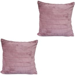 Mojawo 2er Set Flanell Kissenbezug Rosa 45x45cm-M806499-Rosa