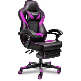 Puluomis - Gaming Stuhl mit Massage und Fußstütze, Bürostuhl Chefsessel Schreibtischstuhl Racing Stuhl ergonomisch Sportsitz Gamingstuhl