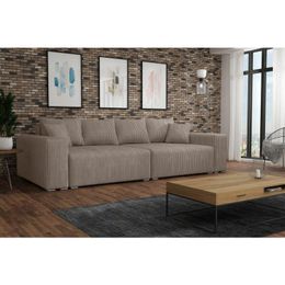 Fun Moebel - Big Sofa Couchgarnitur reggio Megasofa mit Schlaffunktion Stoff Poso Milchkaffee