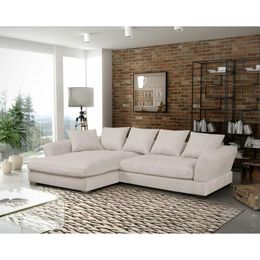 Ecksofa Couchgarnitur tizian in Stoff Salvador Beige Ottomane Links