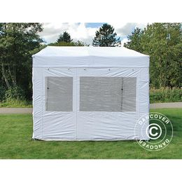 Dancover Faltzelt Faltpavillon Wasserdicht FleXtents pro Trapezo 3x3m Weiß, mit 4 Seitenwänden - Weiß