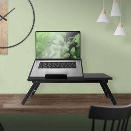 ML-Design Laptoptisch für Bett/Sofa, Schwarz, aus Holz, höhenverstellbar, klappbare Beine, 4 Neigungswinkel, Lapdesks für Lesen & Frühstück, Laptopständer mit