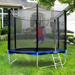 Trampolin ø 183/244/305/366cm Gartentrampolin mit Sicherheitsnetz, Trampolin mit Leiterkombination, UV-beständig wasserdichtes Outdoor-Trampolin für