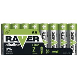 Emos Raver Ultra Alkaline aa Mignon Batterien 1,5V, LR6, 8 Stück Vorratspack, 7 Jahre lagerfähig, B79218