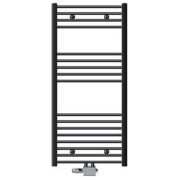 Ecd Germany Badheizkrper Mittelanschluss 600 x 1200 mm Anthrazit gebogen mit Anschlussgarnitur inkl. Thermostat Universal Eck- und Durchgangsform