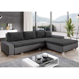 Ecksofa tommaso Schlaffunktion Sofa mit Bettkasten Kissen Couch MA195BE06 Eco Leder Grau/ Grau - Furnix