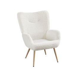 Yaheetech - 1 x Moderner Sessel aus Ohrensessel Armsessel Lehnsessel Polsterstuhl mit Holzbeine bis 136 kg Belastbar Weiß