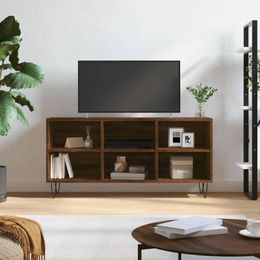 Moderne TV-Möbel, TV-Lowboard TV-Schrank für das Wohnzimmer Braun Eichen-Optik 103,5x30x50 cm Holzwerkstoff -FV98218 - Braun