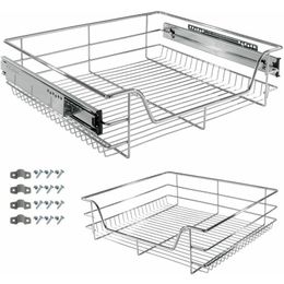 Teleskop Schublade Küchenschublade Korbauszug Schrankauszug Küchenschrank 60 cm - silber - Arebos