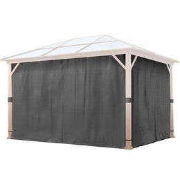 Toolport 4 Seitenteile für Gartenpavillon Forest Deluxe 3x4 m - Polyester ca. 180 g/m² - mit Reißverschluss - grau - loft grey