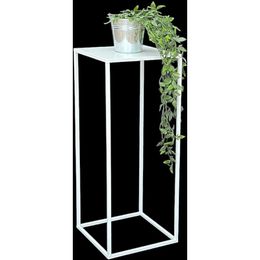 DanDiBo - Blumenhocker Metall Weiß Eckig 70 cm Blumenständer Beistelltisch 96482 l Blumensäule Modern Pflanzenständer Pflanzenhocker