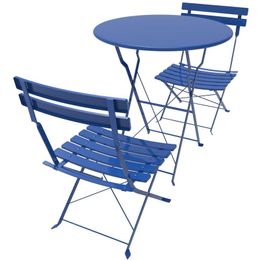 Haloyo - 3tlg Bistroset Gartenset - 2 Stühle + Klapptisch Sitzgruppe Essgruppe Gartenmöbel Garnitur Gartenmöbel, Balkonmöbel, Balkonset - blau