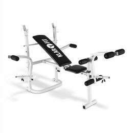 Klarfit - Workout Hero Hantelbank mit Ablage 2x Armcurler 1x Beincurler 160kg weiß - Weiß