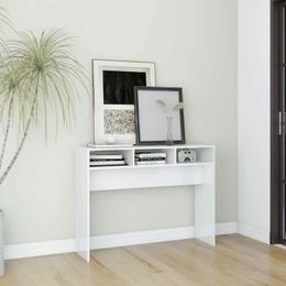 Konsolentisch,Flurtisch,Beistelltisch für Wohnzimmer, Flur Hochglanz-Weiß 105x30x80 cm Holzwerkstoff NCEBE593679 MAISONCHIC