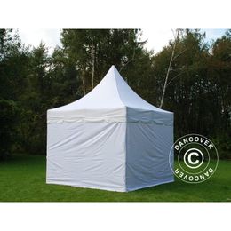 Dancover Faltzelt Faltpavillon Wasserdicht FleXtents pro Peak Pagoda 4x4m Weiß, mit 4 Seitenwänden - Weiß