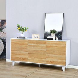 Sideboard aus Holz, 154 cm, mit drei Türen in Eiche und weißem Rahmen - Moran