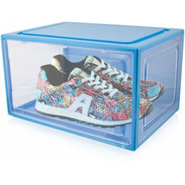 Blaue Schuhbox Stapelbar Aufbewahrungsbox Kunststoffbox Schuhkasten Schuhkarton Schuhorganizer bis Gr.47