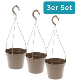 3 x Blumenampel Hängeampel Blumen Outdoor innen außen Pflanzenhänger Kunststoff Modern Hängeblumentopf Pflanztopf Set Aufhängung