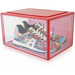 Rote Schuhbox Stapelbar Aufbewahrungsbox Kunststoffbox Schuhkasten Schuhkarton Schuhorganizer bis Gr.47