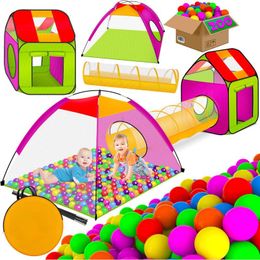 Spielzelt Spielhaus Babyzelt 200 Bälle Bällebad Kinderzelt Ideal für Zuhause & im Garten Tasche Tunnel xxl - Kidiz
