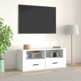 TV-Schrank, TV-Lowboard, tv Möbel, Fernsehschrank Moderner Stil Weiß 100x35x40 cm Holzwerkstoff NMKS11612 MAISONCHIC