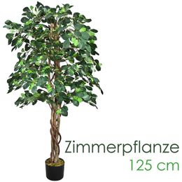Decovego - Schefflera Kunstpflanze Künstliche Pflanze Kunstlicher Baum Kunstbaum mit Echtholz 125cm
