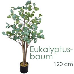 Eukalyptusbaum Eukalyptus Kunstbaum Kunstpflanze Künstliche Pflanze 120 cm Innendekoration Kunst Pflanze wie echt im Topf Decovego