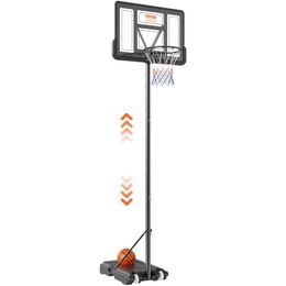 Basketballkorb Outdoor Basketballständer 122–305 cm Einstellbare Höhe, Basketballanlage Schwarz Wetterbeständig Rostbeständig, Basketballkorb