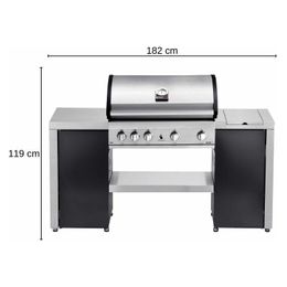 GRANDHALL LIVING STYLE Grandhall Gasgrill Elite G4 Island Set Grill Gas Garten Gartenkamin Kamin ohne Abdeckhaube