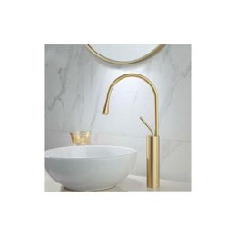 Gold Bad Wasserhahn Waschtischarmatur Badarmatur hoch Waschbecken Waschtisch Armatur Hoher Auslauf Einhebelmischer für Badezimmer aus Messing