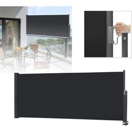 Uiserbt Seitenmarkise Ausziehbar 120 x 300 cm Anthrazit Sichtschutz Markise Sonnenschutz Windschutz fuer Balkon Terrasse Camping - Anthrazit