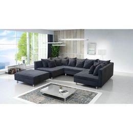 Wohnlandschaft Sofa Couch Ecksofa Eckcouch Cordstoff Graphite grau Minsk xxl