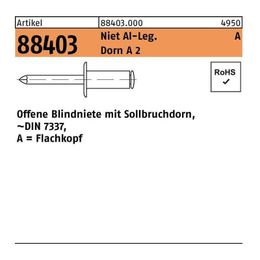 Blindniete R 88403 Flachkopf 5 x 14 Niet Aluminium/Dorn A 2