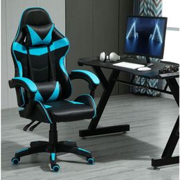 Mcc Drehbarer Gaming-Stuhl, Kunstleder, Heimbürostuhl, Schreibtischstuhl, mit Kippfunktion, Modell a, Blau - blue