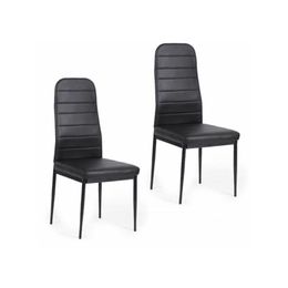 SAN MARCO Schwarze Kunstlederstühle für Küche und Esszimmer 2 Stühle