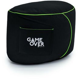Gaming Sitzsack Pouf, Wasserbeständig Runder Pouf für Wohnzimmer, Sitzsack Fußhocker mit Seitentasche - Magischer Smaragd - Game Over
