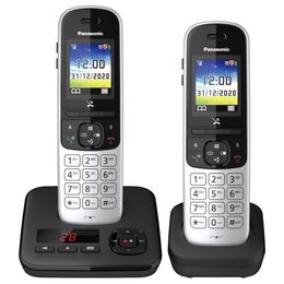 Panasonic Schnurloses Telefon-Set mit Anrufbeantworter KX-TGH722GS silber-schwarz