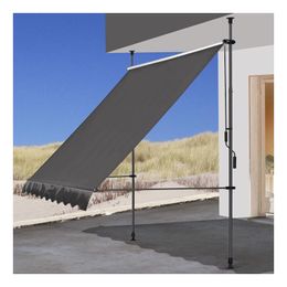 Klemmmarkise 250x130cm Grau Balkonmarkise Sonnenschutz Terrassenüberdachung Höhenverstellbar von 200-290cm Markise Balkon ohne Bohren