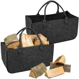 Filztaschen 4 Stück Tasche aus Filz, Kaminholzkorb Shopper Faltbar, Holzkorb zur Aufbewahrung von Holz, Zeitungen, Kaminholz (50 x 25 x 25 cm,