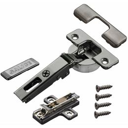 SO-TECH® 2 x Salice Topfband Serie 700 Titanium anthrazit mit Dämpfer im Topf 110° T48 Eckanschlag inkl. Montageplatte Höhe 3 mm, Euroschrauben,