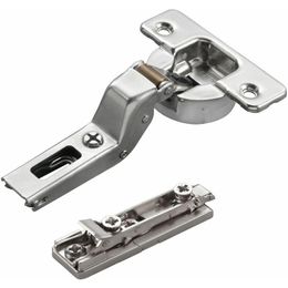 SO-TECH® 2 x Salice Topfband Serie 700 mit Dämpfer im Topf 110° Bohrbild T45 Innenanschlag inkl. Linear-Montageplatte Höhe 3 mm mit vormontierten