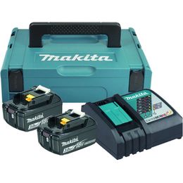 Makita Power Source Kit 2x Akku BL1830B 18V 3,0 Ah, Schnellladegerät DC18RC, MAKPAC Gr.
