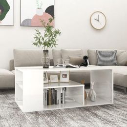 Bonnevie - Couchtisch,Sofatisch Kaffeetisch, Wohnzimmertisch im Industrie-Design Hochglanz-Weiß 100x50x40 cm Holzwerkstoff -FV87037 - Weiß