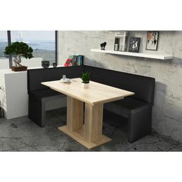 Eckbankgruppe 196x142 cm robin xl r Schwarz / Esstisch dante Sonoma