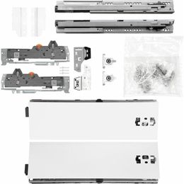 vasalat Blum Schubladenschienen tandem set Zargenhöhe 115mm, mit tip-on blumotion Einheit, 30kg, NL450mm, Seidenweiß, bis KB600mm